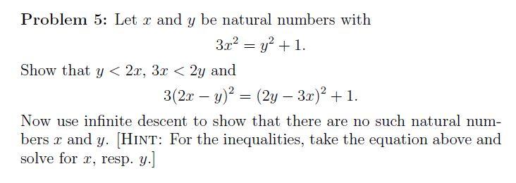 Solved Problem 5: Let x and y be natural numbers with | Chegg.com