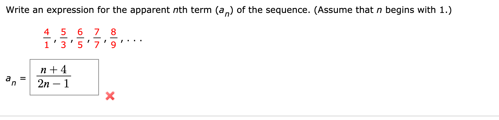 Solved Write an expression for the apparent nth term (an) of | Chegg.com