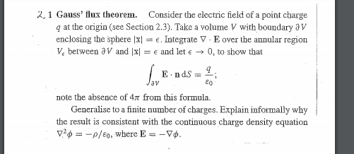 Solved 2,1 Gauss' flux theorem. Consider the electric field | Chegg.com