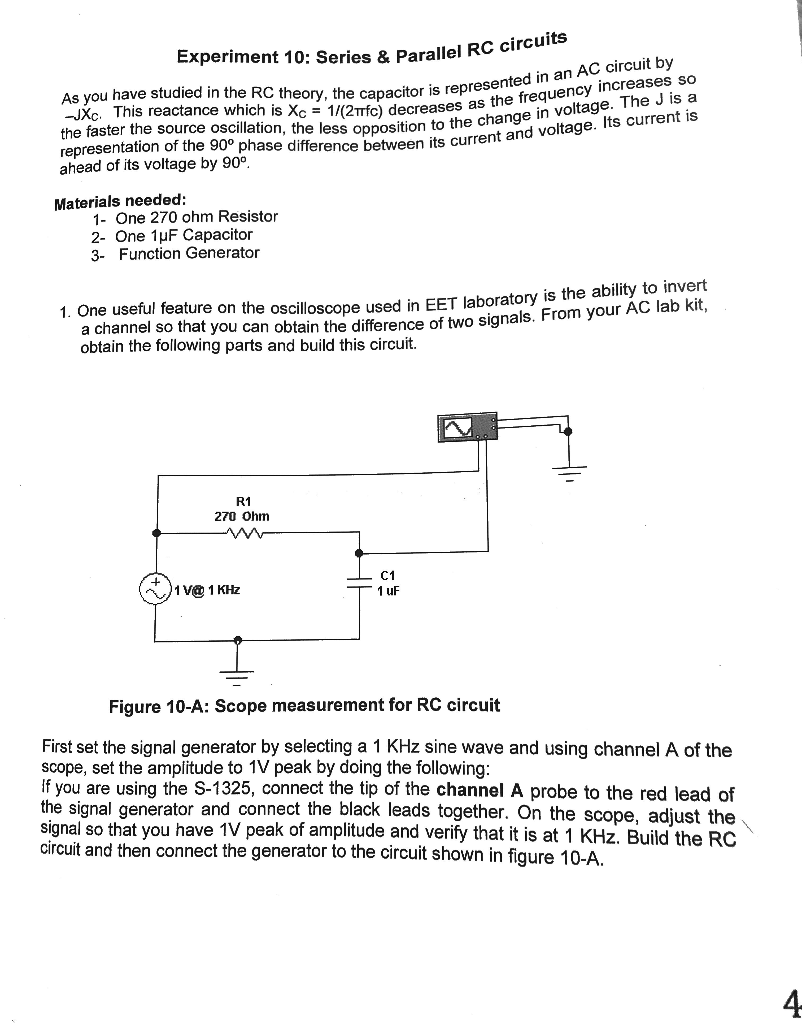 Solved Experiment 10: Series & Parallel RC circuits As you | Chegg.com