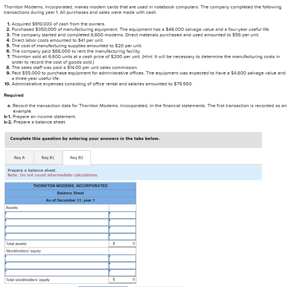 Solved Thornton Modems, Incorporated, makes modem cards that | Chegg.com