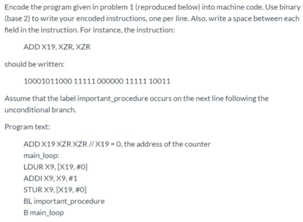 Solved Encode the program given in problem 1 (reproduced | Chegg.com