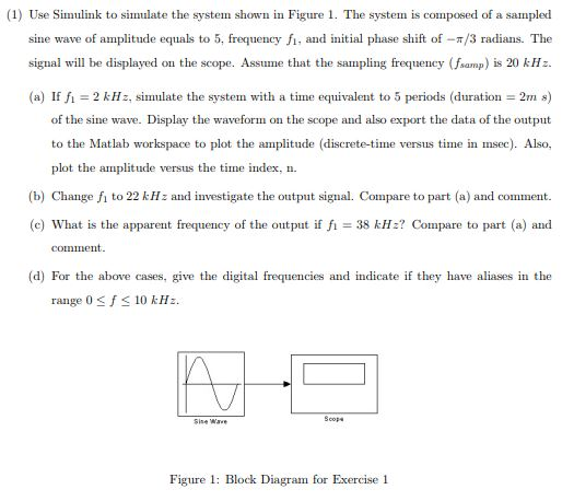 Solved (1) Use Simulink to simulate the system shown in | Chegg.com