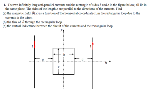 Solved 1. The two infinitely long anti-parallel currents and | Chegg.com