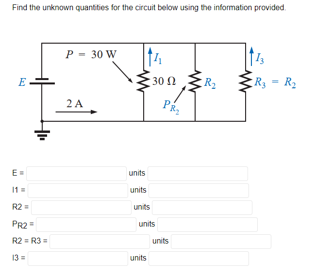 Solved Find the unknown quantities for the circuit below | Chegg.com