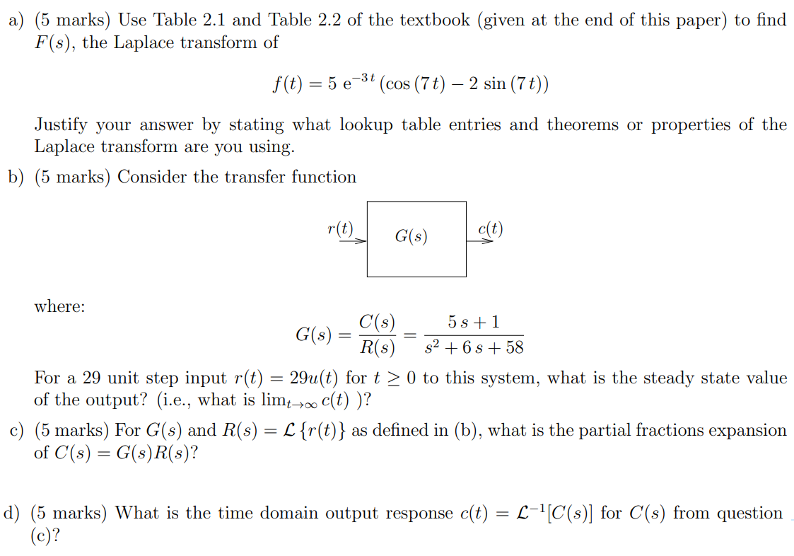 Solved a) (5 marks) Use Table 2.1 and Table 2.2 of the | Chegg.com