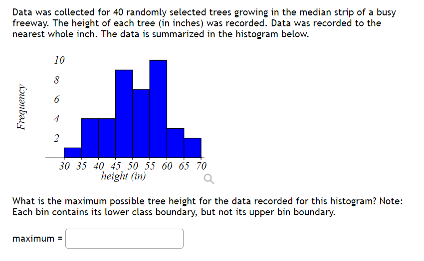 Solved Data was collected for 40 randomly selected trees | Chegg.com