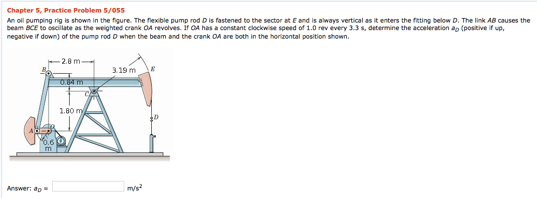 Solved Chapter 5, Practice Problem 5/055 An oil pumping rig | Chegg.com