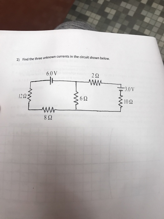 Solved unknown currents in the circuit shown below 6.0 V 2? | Chegg.com