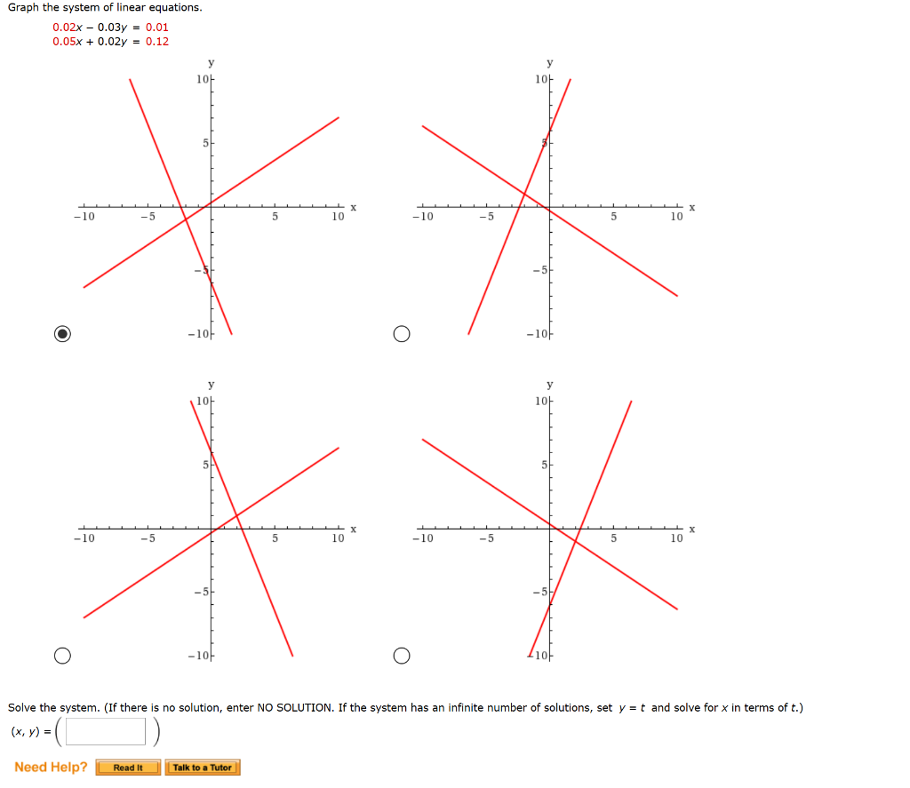 Solved Graph the system of linear equations. 0.02x - 0.03y = | Chegg.com