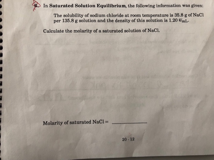 Solved In Saturated Solution Equilibrium, the following | Chegg.com