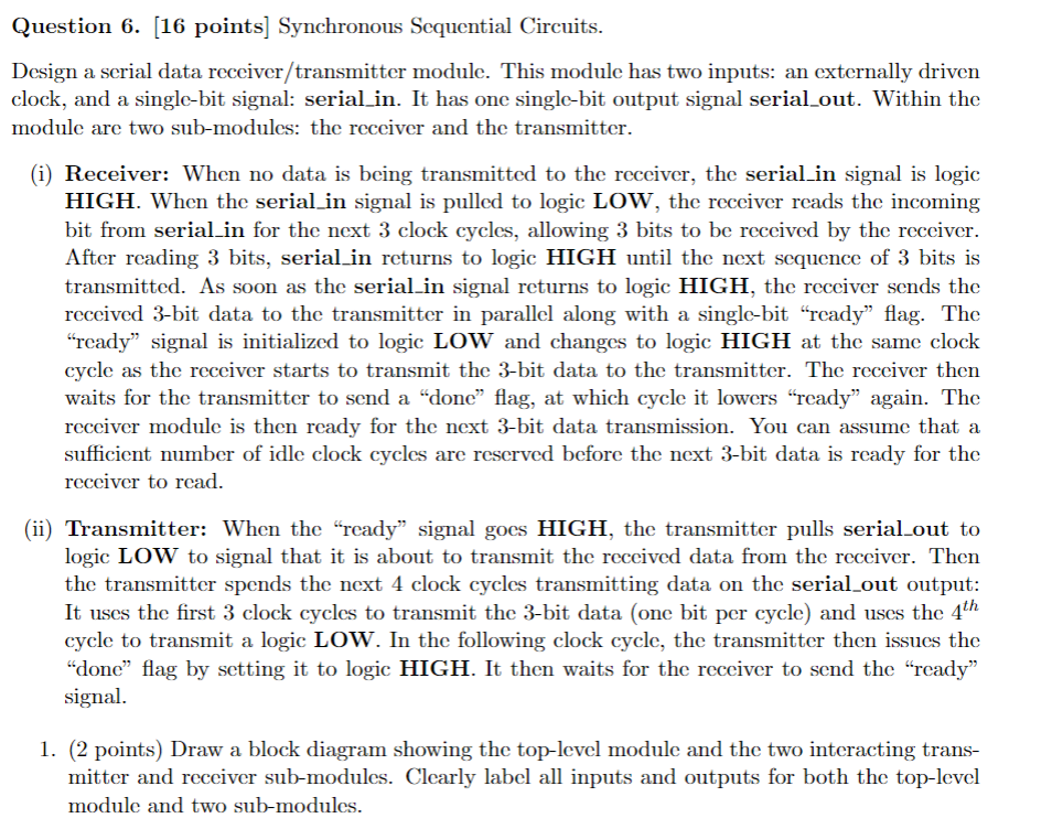 Solved Question 6. [16 ﻿points] ﻿Synchronous Sequential | Chegg.com