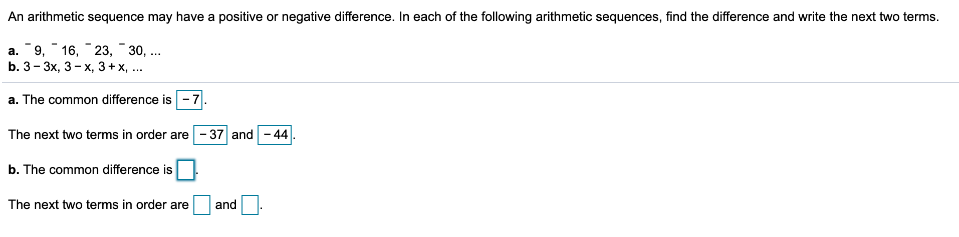 Solved An arithmetic sequence may have a positive or | Chegg.com
