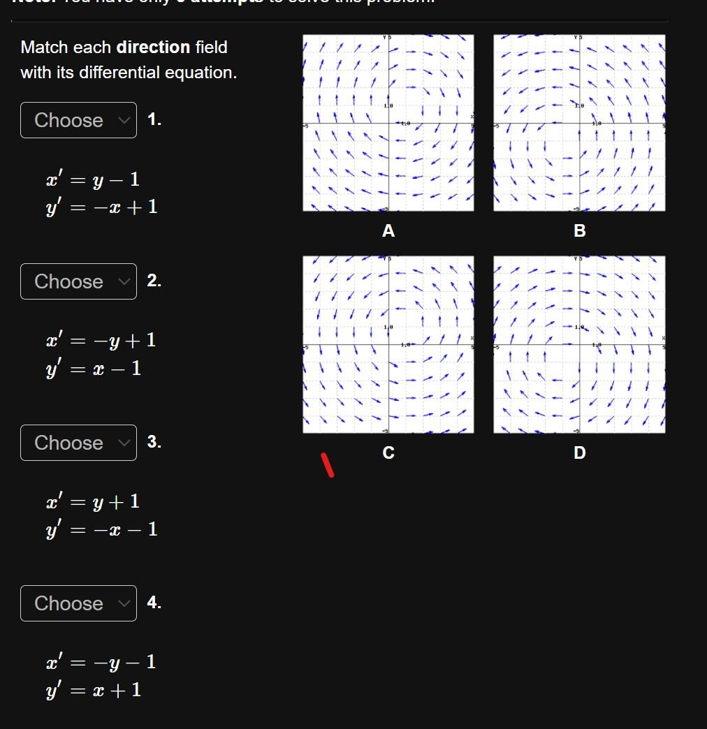Solved Match each direction field with its differential | Chegg.com