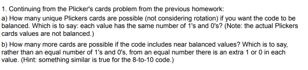 Solved 1. Continuing from the Plicker's cards problem from | Chegg.com