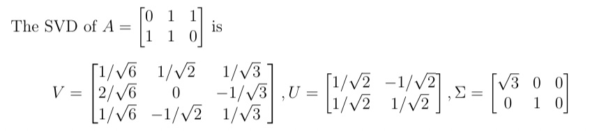 Solved The SVD of A=[011110] is | Chegg.com
