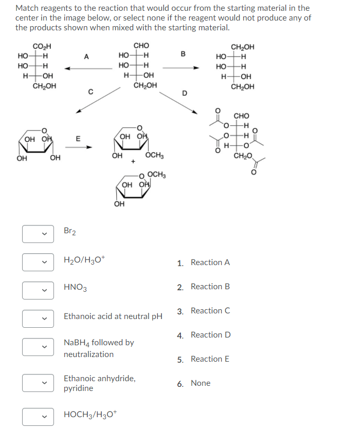 Solved Match reagents to the reaction that would occur from | Chegg.com