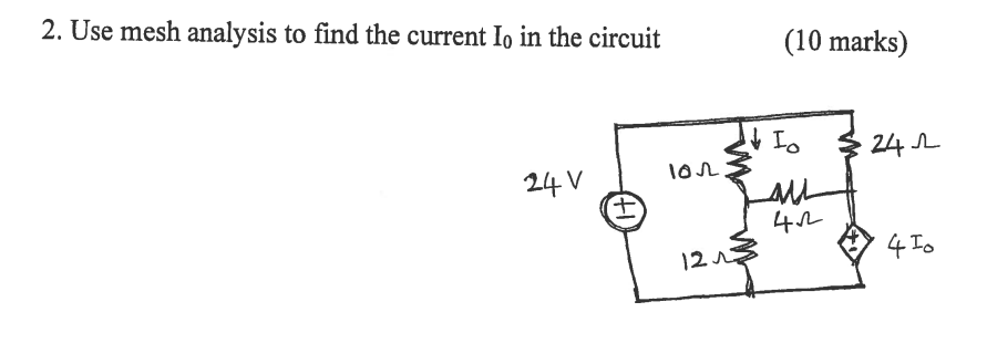 Solved 2. Use mesh analysis to find the current I, in the | Chegg.com