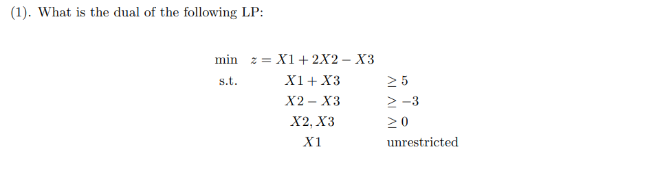 Solved What is ﻿the dual of ﻿the following | Chegg.com