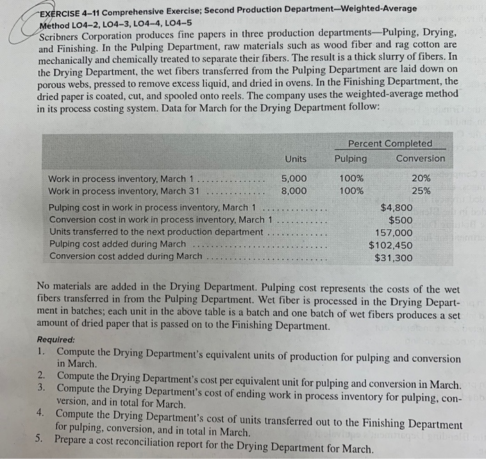 Solved RCISE 4-11 Comprehensive Exercise; Second Production | Chegg.com
