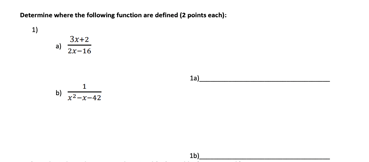 Solved Determine where the following function are defined (2 | Chegg.com