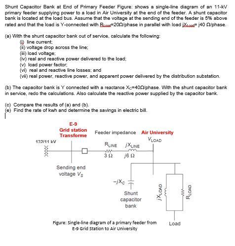 Solved Shunt Capacitor Bank at End of Primary Feeder Figure: | Chegg.com