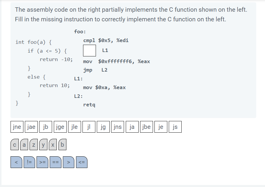 Solved The assembly code on the right partially implements | Chegg.com