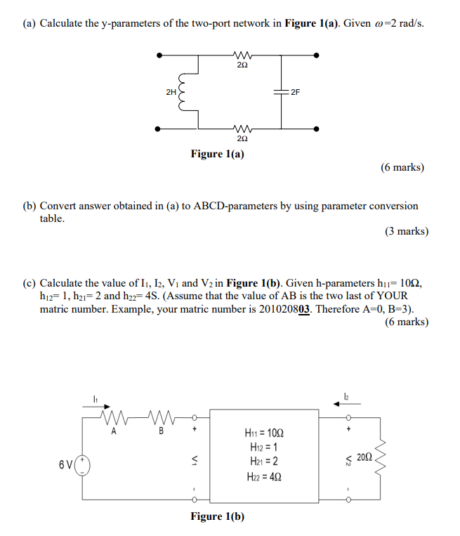 Solved (a) Calculate the y-parameters of the two-port | Chegg.com
