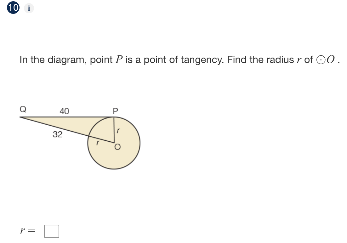 Solved 10 i In the diagram, point P is a point of tangency. | Chegg.com