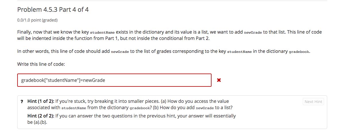 Solved Problem 4.5.3 Part 2 of 4 0/1 point (graded) Next, we | Chegg.com