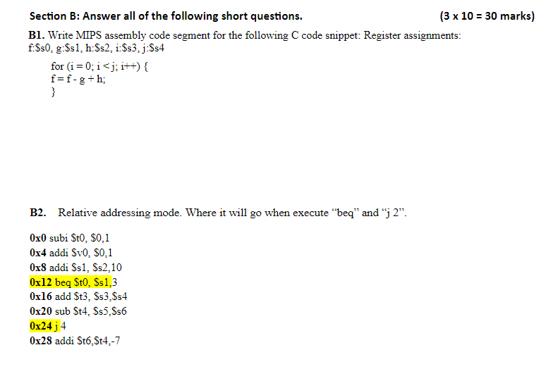 Solved Section B: Answer all of the following short | Chegg.com