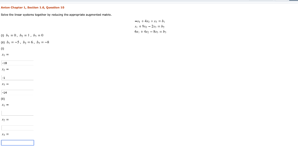 Solved Solve the linear systems together by reducing the | Chegg.com