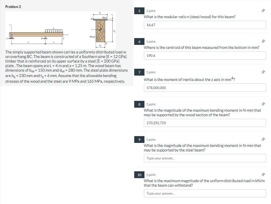 Solved What is the modular ratio n (steel/wood) for this | Chegg.com