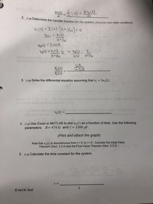 Solved 2. ΙΌη Determine the transfer function for the | Chegg.com