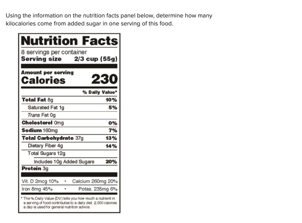 Solved Using the information on the nutrition facts panel | Chegg.com