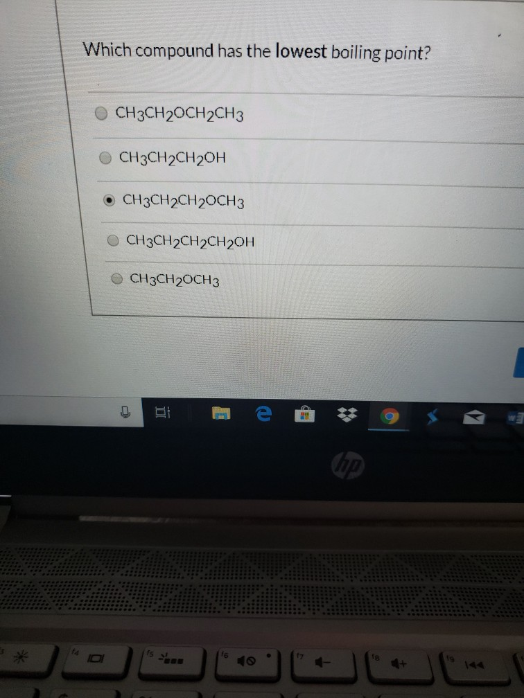 Solved Which compound has the lowest boiling point? | Chegg.com