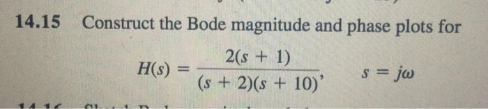 Solved Construct the Bode magnitude and phase plots for H(s) | Chegg.com
