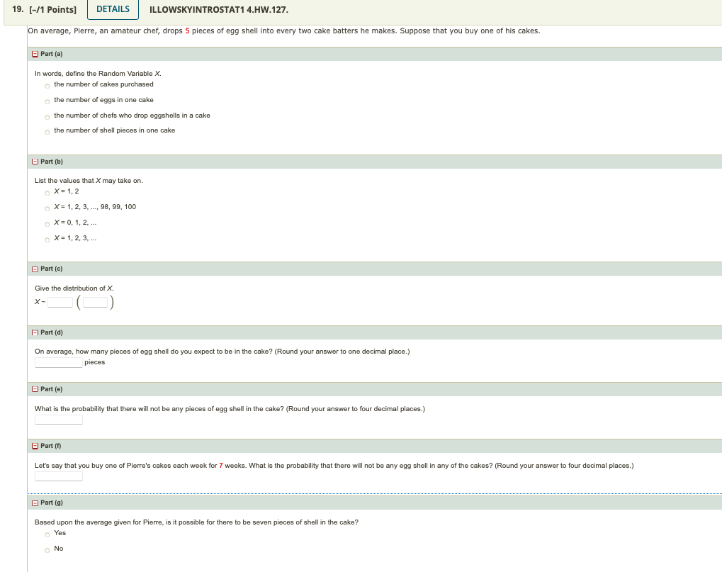 Solved 19. [-/1 Points] DETAILS ILLOWSKYINTROSTAT1 4.HW.127. | Chegg.com