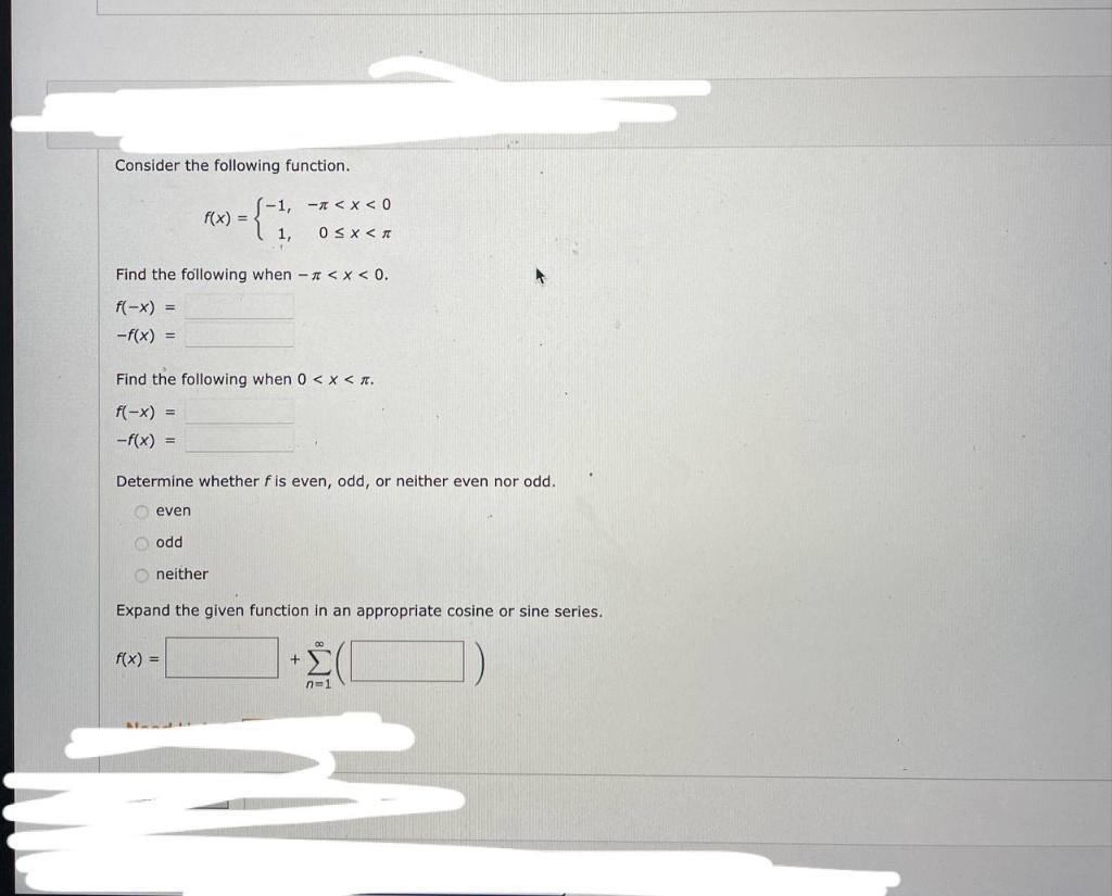 Solved Consider the following function. 100 ={ f(x) = 1-1, | Chegg.com