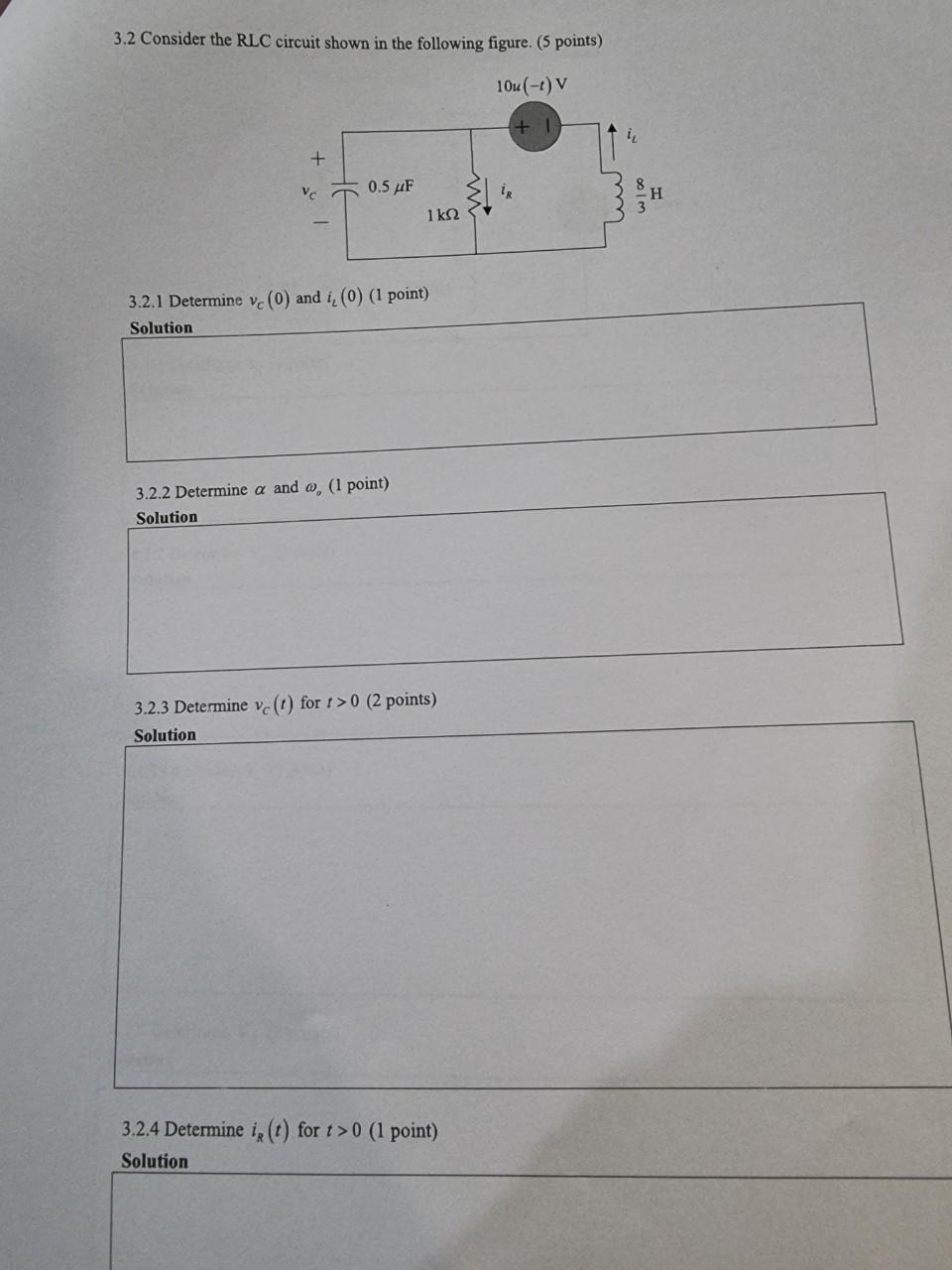 Solved 3.2 Consider the RLC circuit shown in the following | Chegg.com