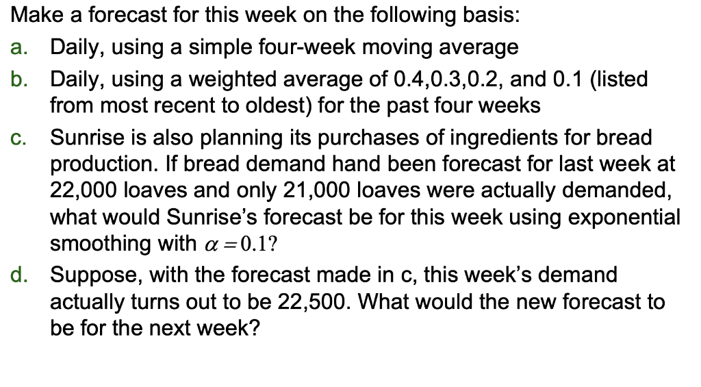 Solved Make a forecast for this week on the following | Chegg.com