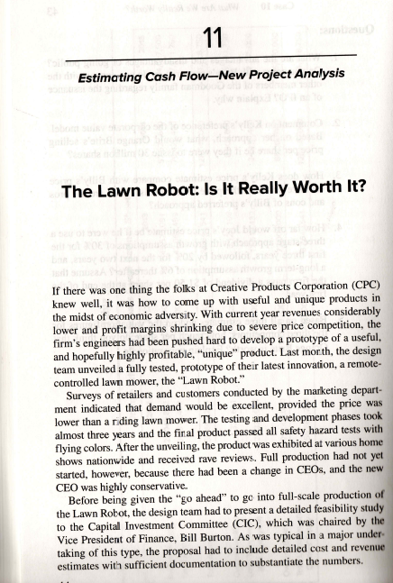 Solved The Lawn robot case study from Cases in Finance by | Chegg.com