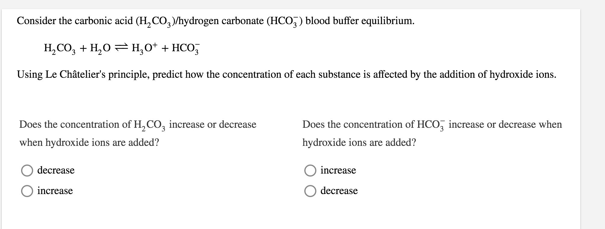Solved Consider the carbonic acid (H2CO3)/hydrogen carbonate | Chegg.com
