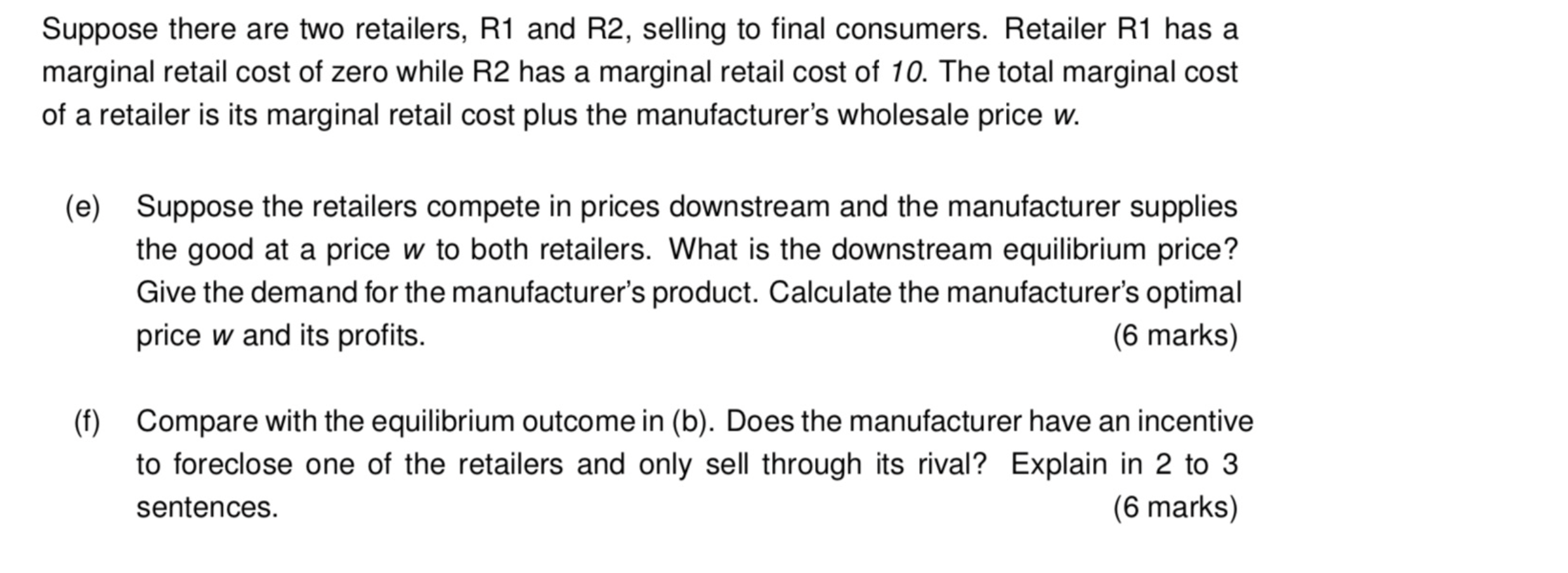 Suppose there are two retailers, R1 and R2, selling | Chegg.com