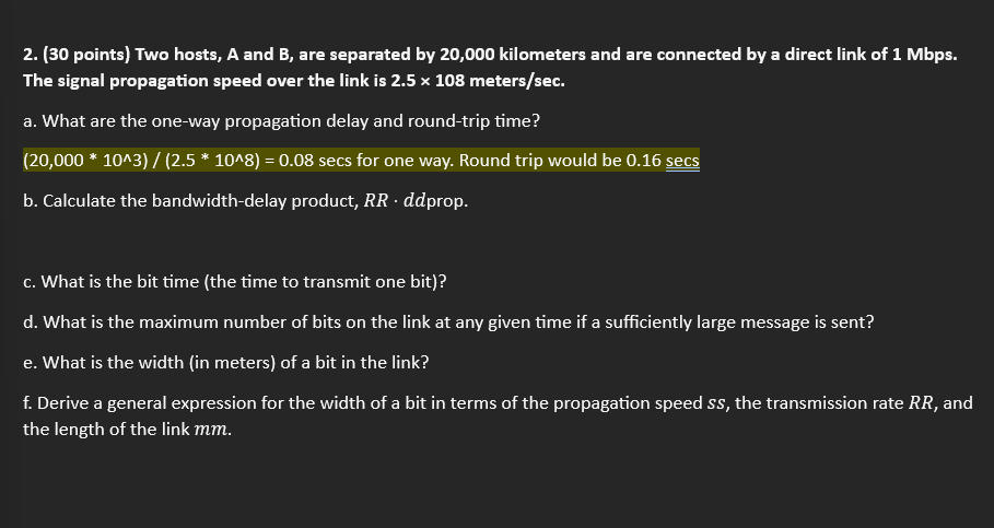 Solved 2. (30 points) Two hosts, A and B, are separated by | Chegg.com
