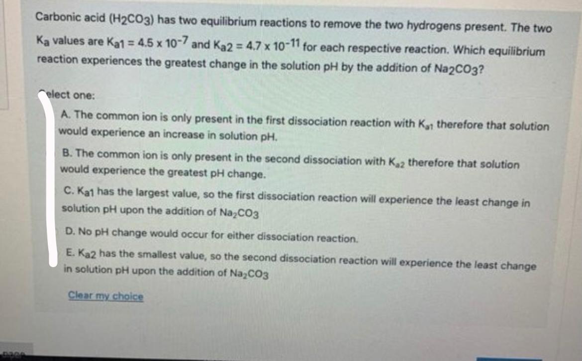 Solved Carbonic acid (H2CO3) has two equilibrium reactions | Chegg.com