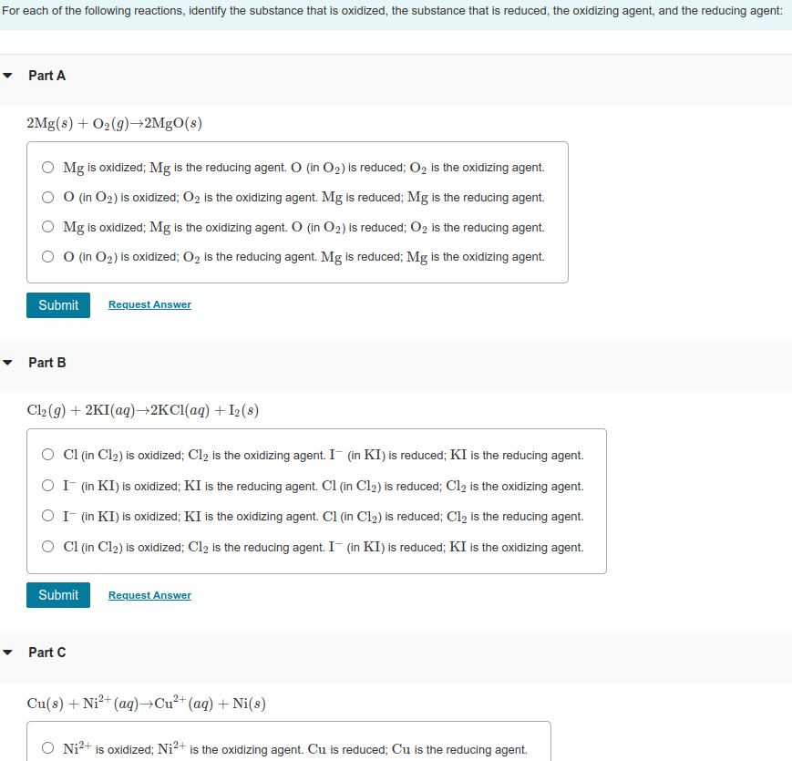 Solved For each of the following reactions, identify the | Chegg.com