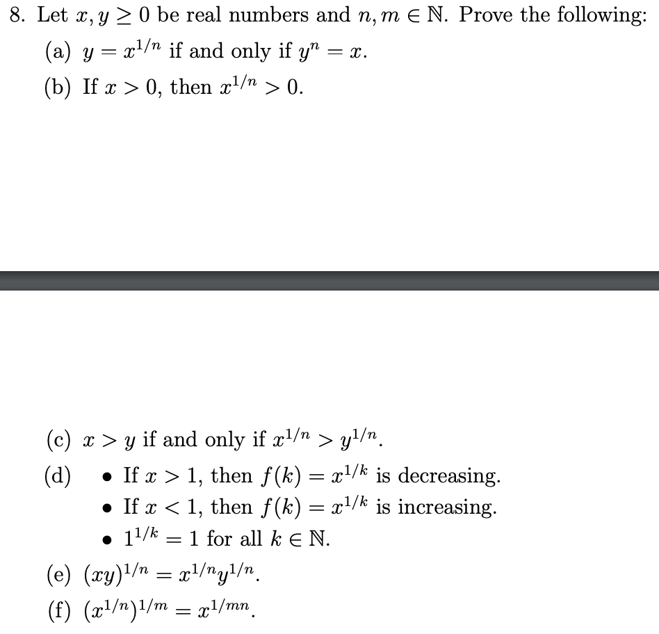 Solved Let x, y0 be real numbers and n, m E N. Prove the | Chegg.com