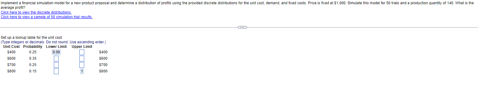 Solved Implement a financial simulation model for a new | Chegg.com