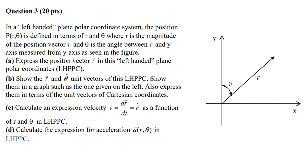 Solved Question 3 (20 ﻿pts).In a "left handed" plane polar | Chegg.com